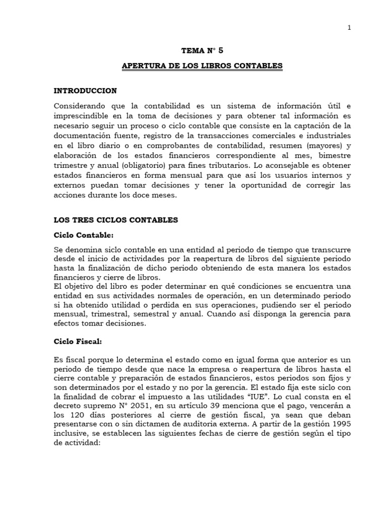 Tema N°6 Tratamiento de Libros Contables | PDF | Contabilidad | Estado financiero