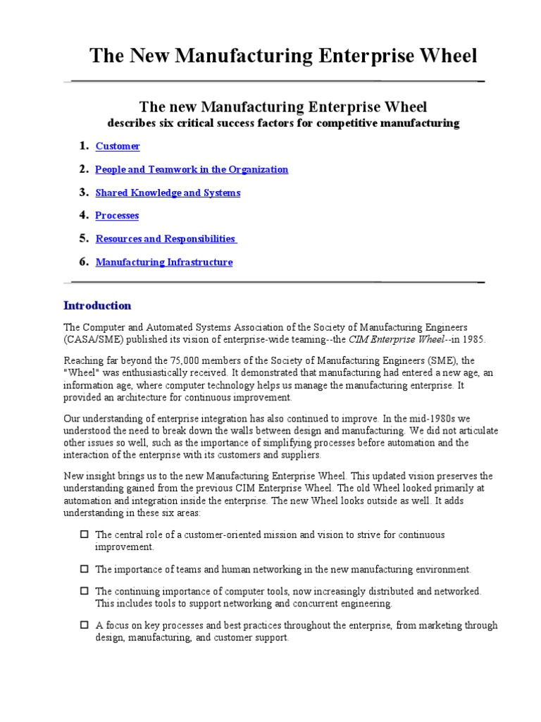 The New Manufacturing Enterprise Wheel | PDF