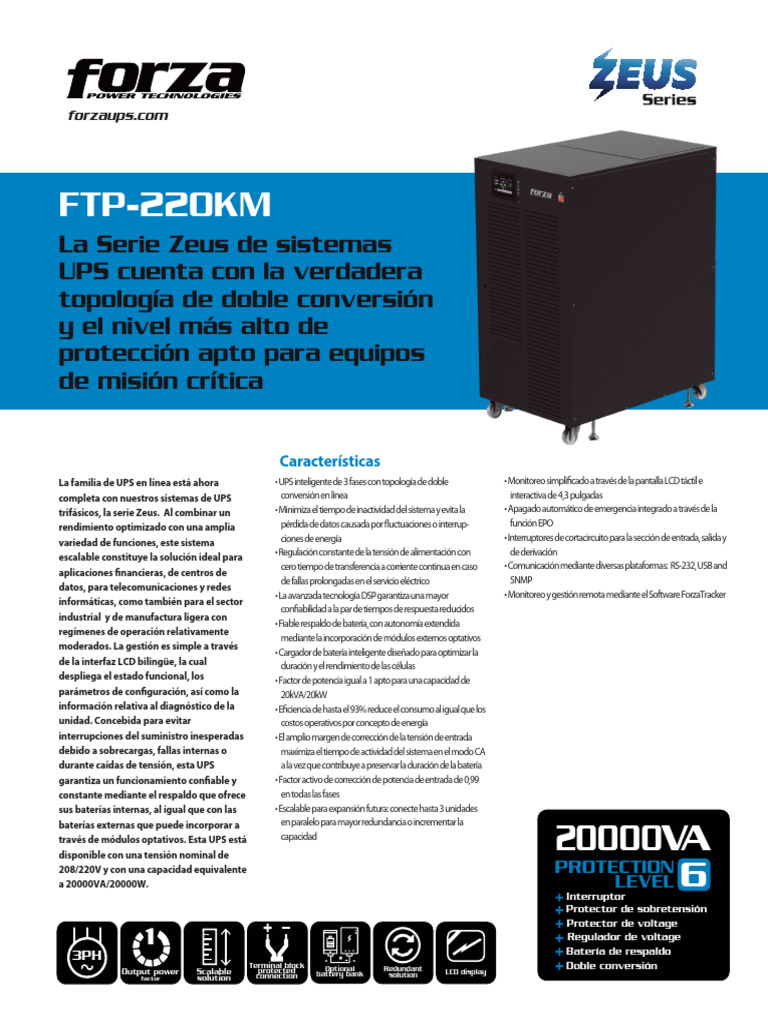 UPS Zeus: Protección Crítica 20kVA | PDF | Electrónica | Electromagnetismo
