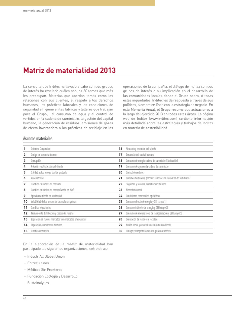 Matriz de Materialidad | Descargar gratis PDF | Cadena de suministro | Consumo (economía)