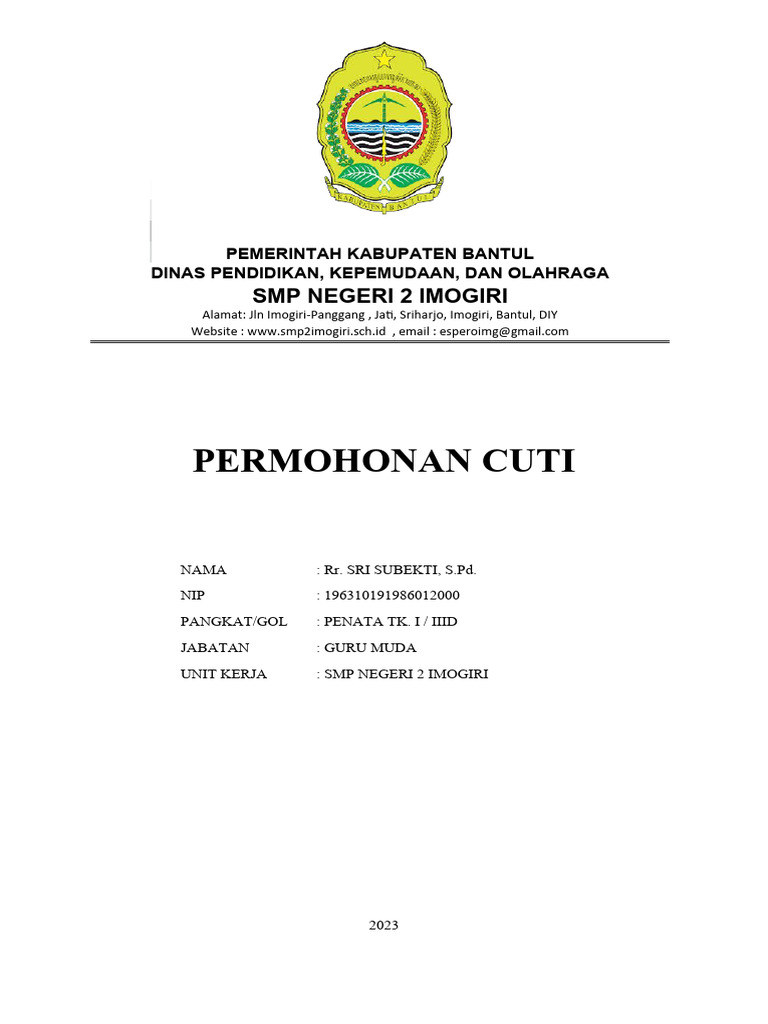Contoh Surat Ijin Cuti | PDF