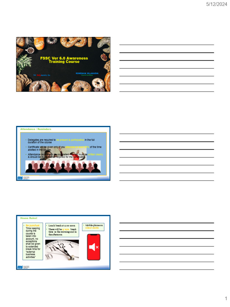 FSSC 22000 v6.0 Awareness Training | PDF | Verification And Validation | Food Safety