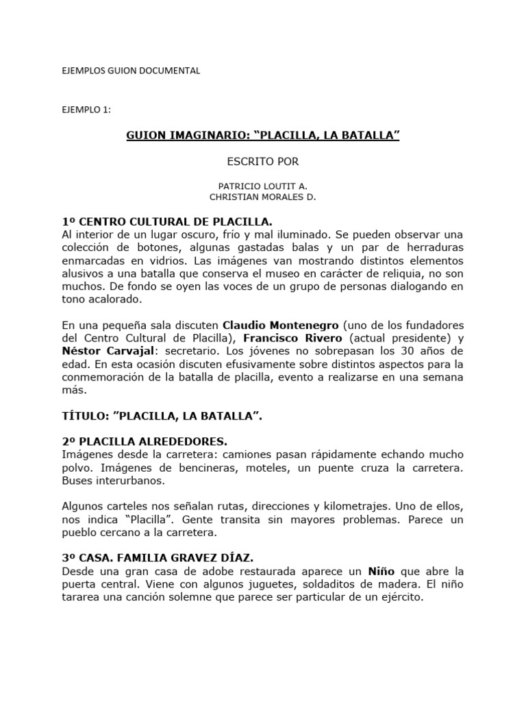 Ejemplos Guion Documental | PDF