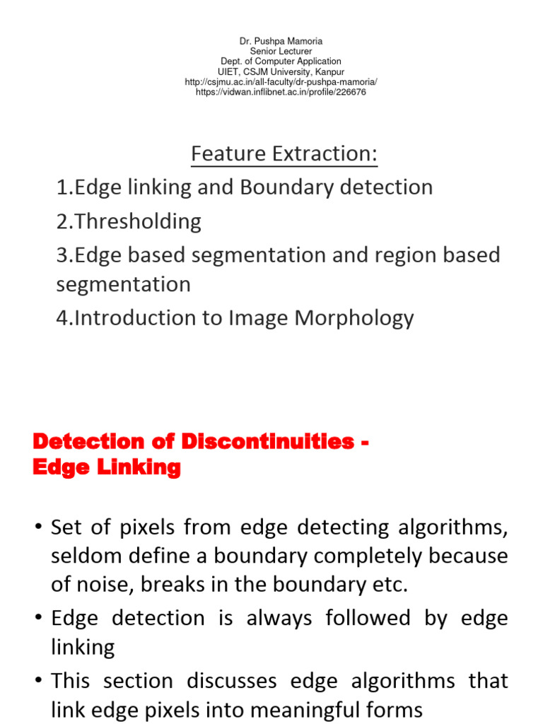 Morphology Segmentation Edge Linking Pdf Image Segmentation Computer Vision