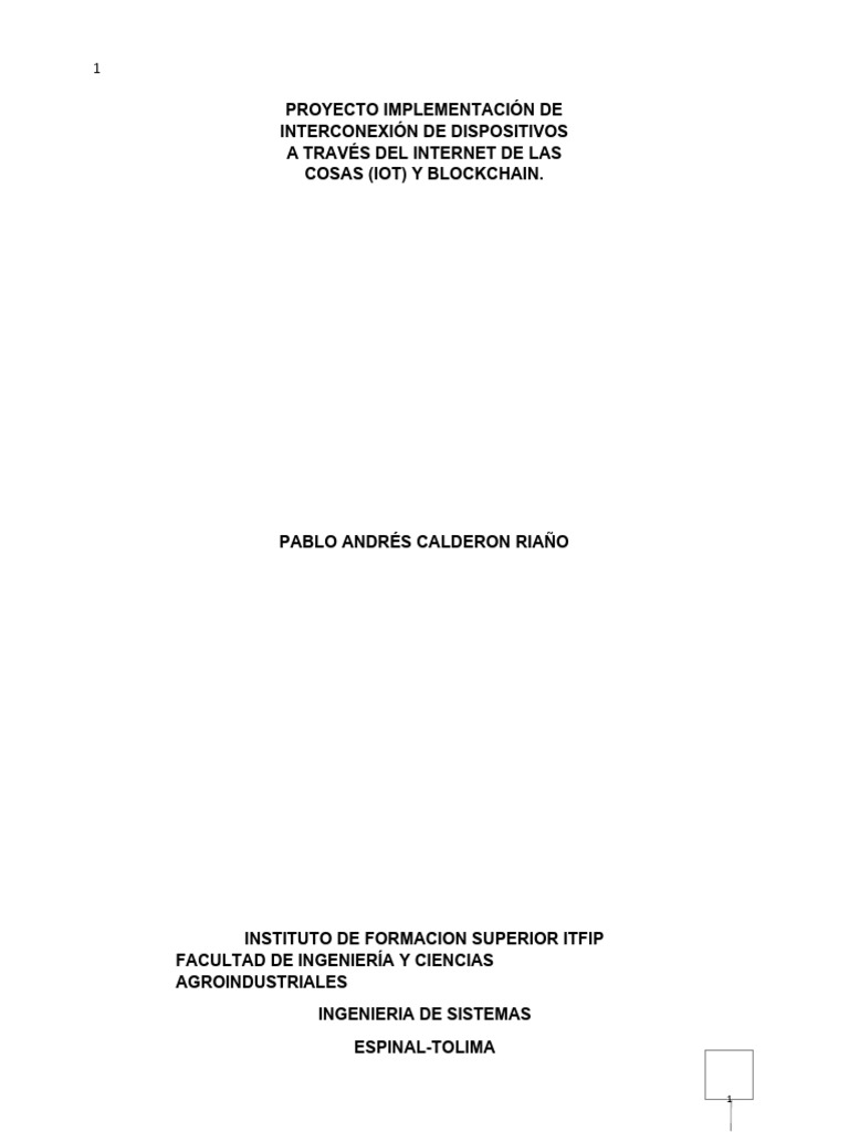 Proyecto Implementación de Interconexión de Dispositivos A Través Del Internet de Las Cosas ...