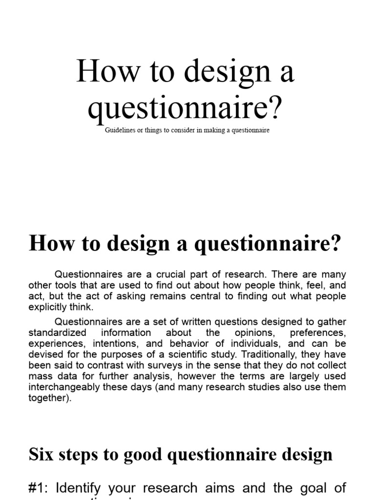 Questionnaire Design Guidelines | PDF | Questionnaire | Survey Methodology