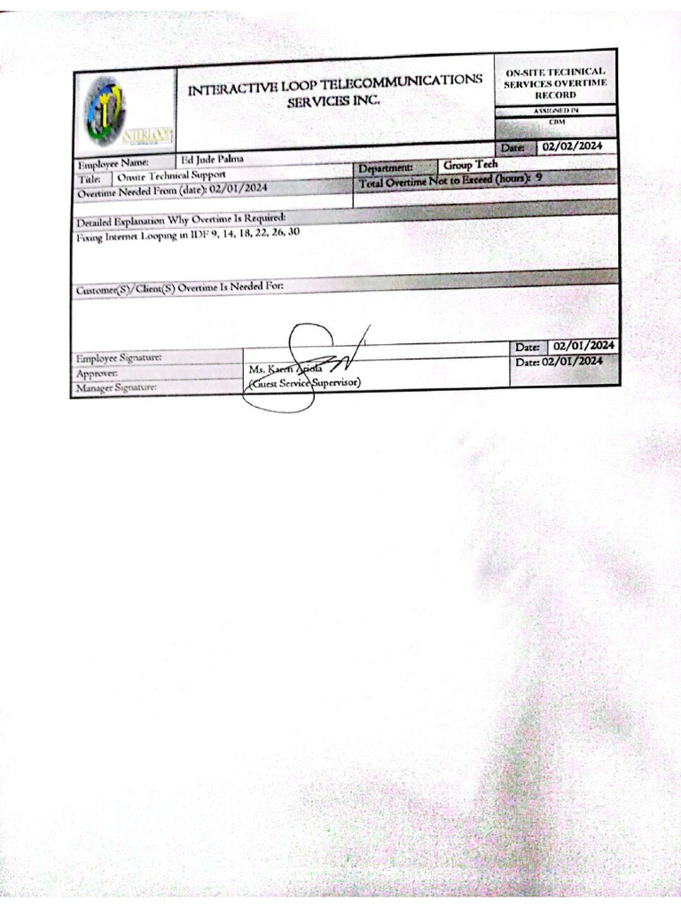 Ed Jude Palma - Ot Form - January 17 2024 | PDF