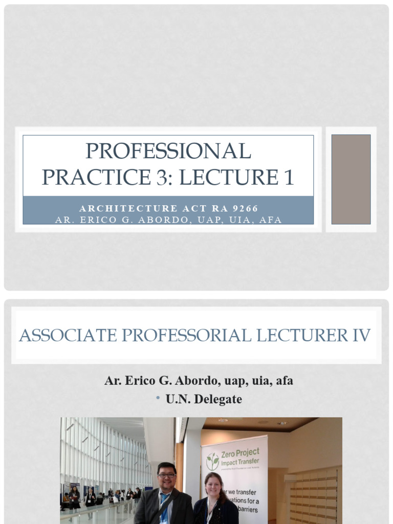 Prof Prac 3 Lecture 1 | PDF | Architect | Professional Development