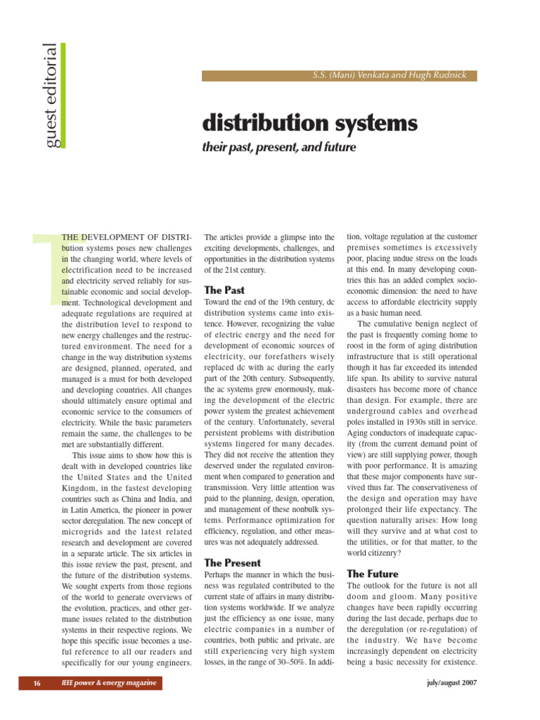Distribution Systems Their Past Present | PDF | Electric Power ...