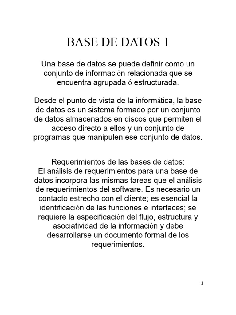 Resumen Clase Base de Datos 2 | PDF | Bases de datos | Objeto (informática)