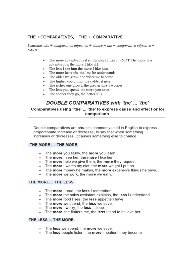 DOUBLE COMPARATIVES | PDF | Grammar | Linguistics