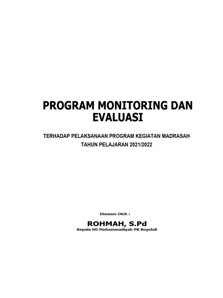 Program Monev Madrasah 2021/2022 | PDF