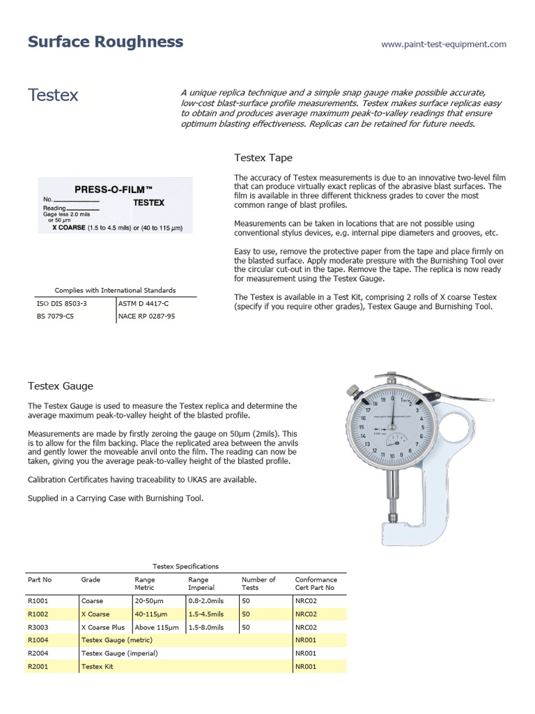 Press O-Film - 표면조도 - 영문 - Study - 참조 | PDF | Calibration | Metrology