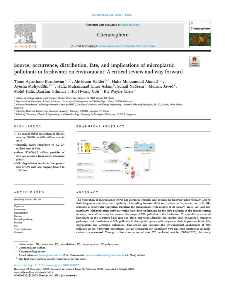 2023 Kurniawan _ Source, Occurrence, Distribution, Fate, And Implications of Microplastic | PDF ...
