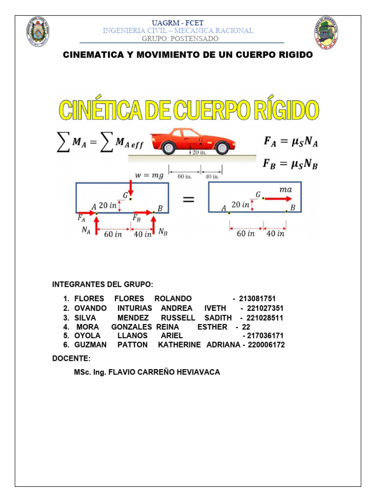 CINEMÁTICA DEL CUERPO RÍGIDO Exp | PDF | Rotación | Velocidad