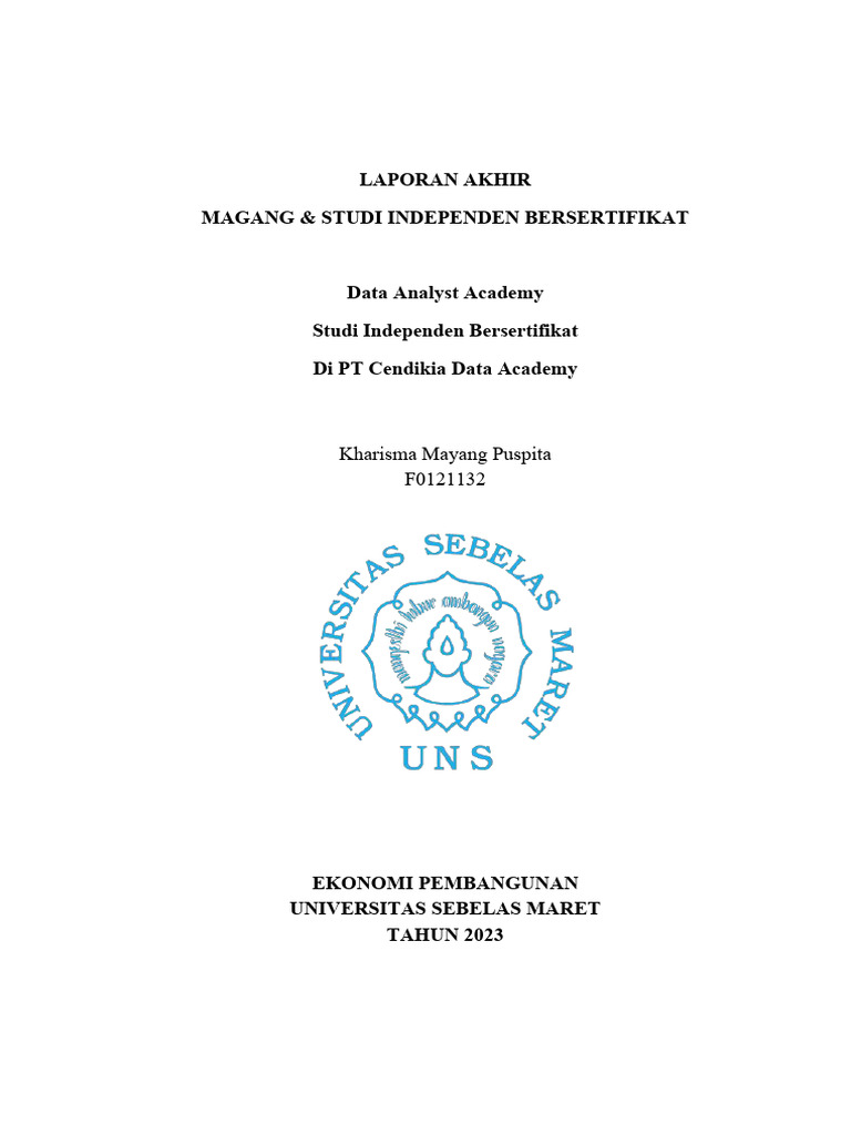 Laporan Akhir MSIB Batch 5 - Kharisma Mayang Puspita - F0121132 - Mitra Data Analyst Academy ...