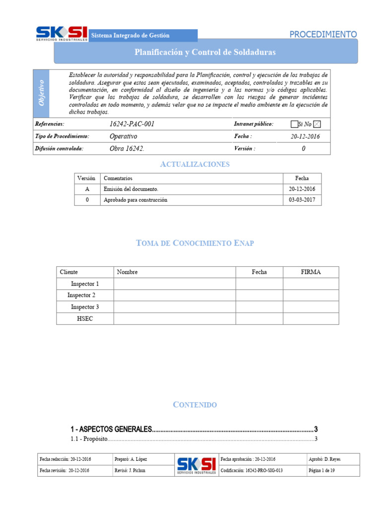 Procedimiento de Soldaduras Integrado | PDF | Soldadura | Construcción
