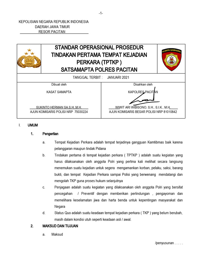 11.sop TPTKP Sabhara | PDF