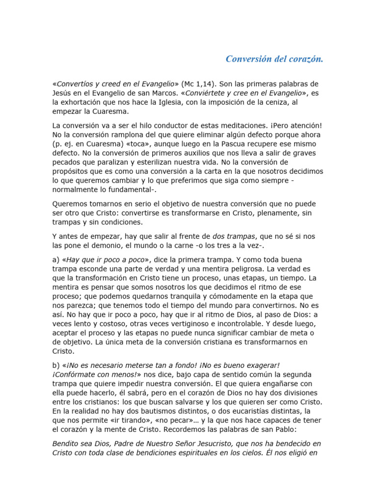 Conversión Del Corazón. RETIRO CUARESMAL CONSEJO | Descargar gratis PDF ...