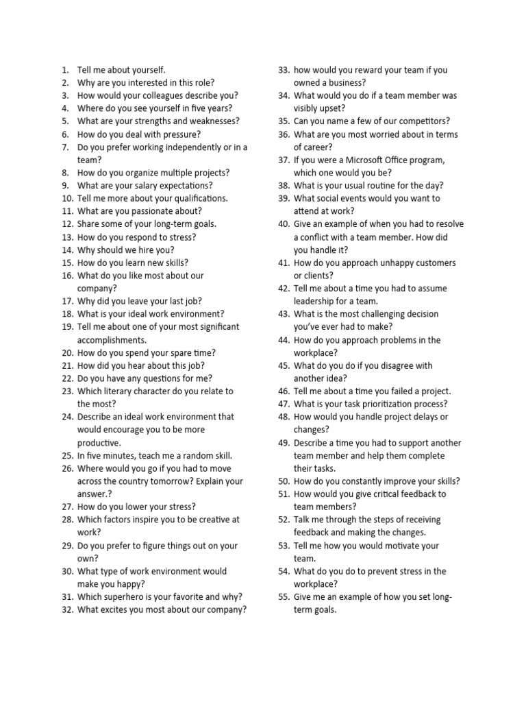 Interview Questions | PDF | Behavior Modification | Applied Psychology