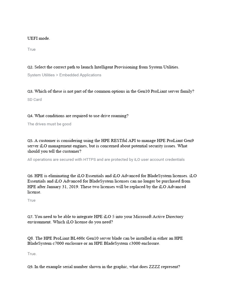 1 Hpe-Proliant-Server-Foundation-Test-Pdf-Free - No Good | PDF | Bios ...