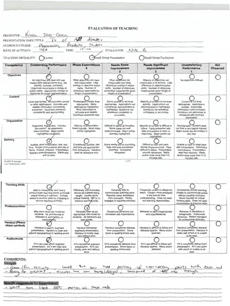 Teaching Evaluation Guide | PDF