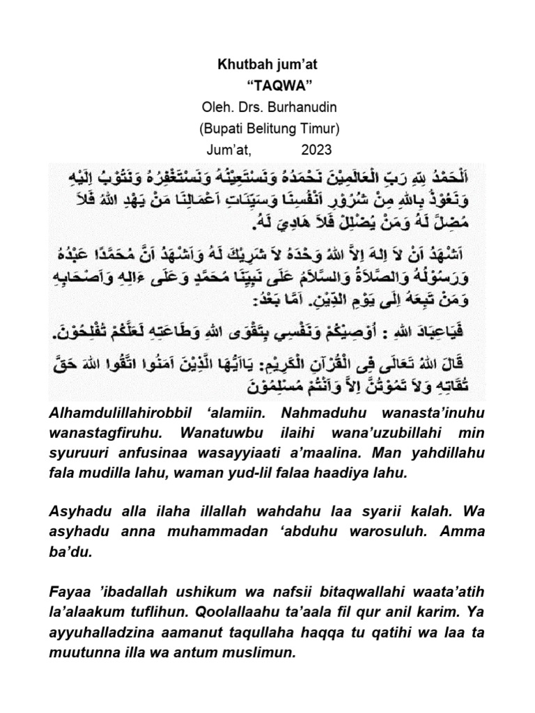 Khutbah Jumat Taqwa | PDF | Agama & Spiritualitas