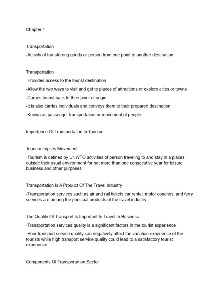 Chapter 1 Transpo | Download Free PDF | Tourism | Transport