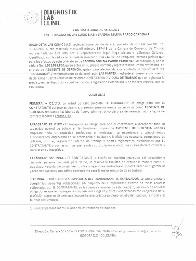 Contrato Sandra Pardo | PDF