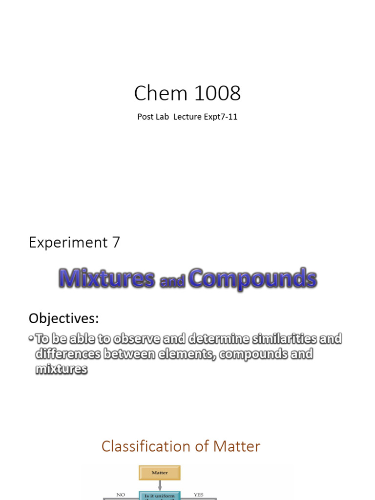 Chem 1008 Post Expt 7 To 11 (Autosaved) | PDF | Chemical Reactions | Chlorine