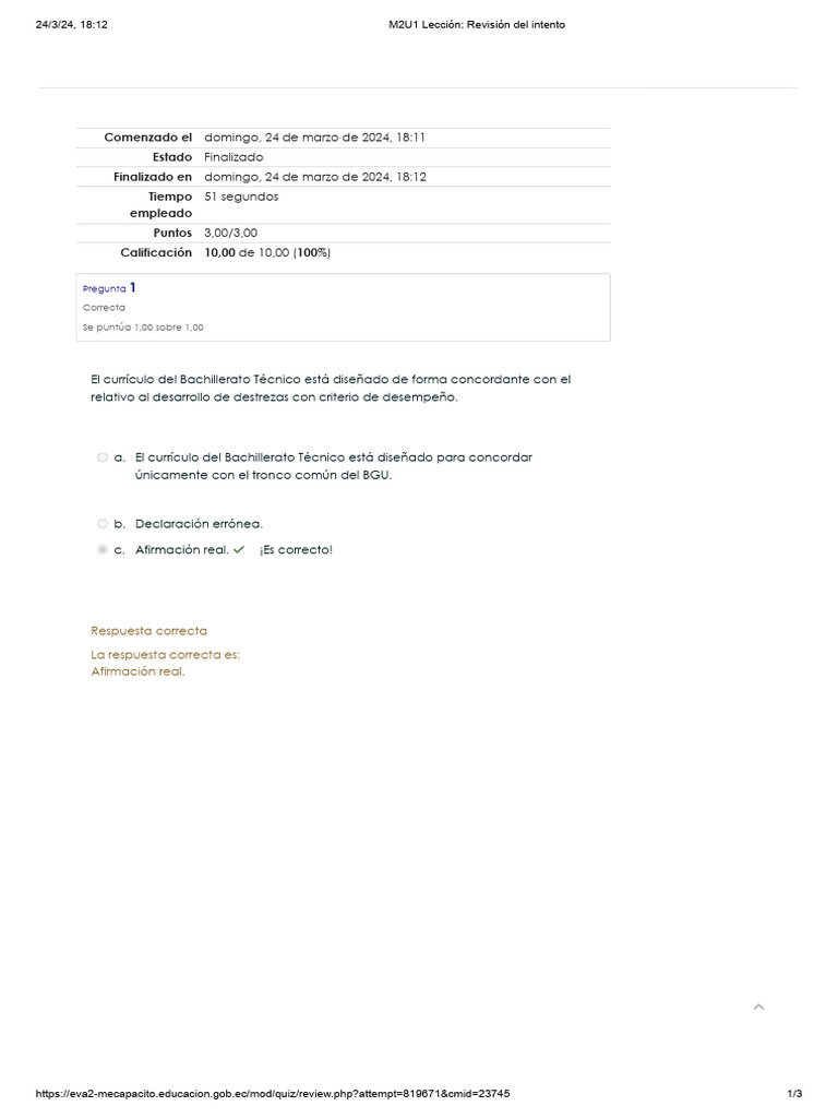 M2U1 Lección - Revisión Del intentoUNIDAD 2 MODULO2 | PDF