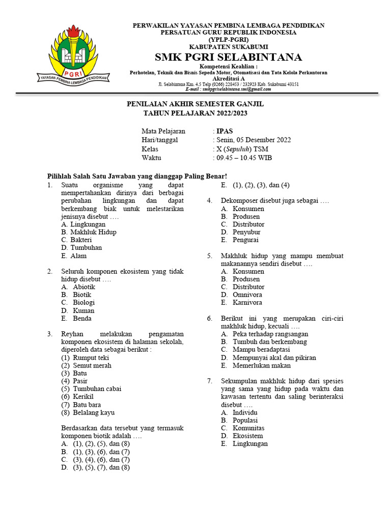 Soal Pas Ipas X TSM | PDF