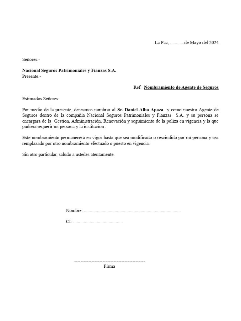 Carta de Nombramiento | PDF