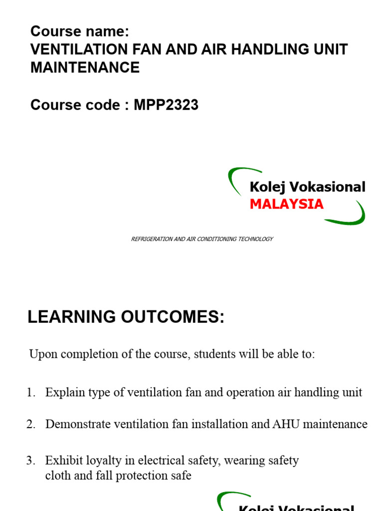 DMC2323 AHU Fan Maintenance | PDF