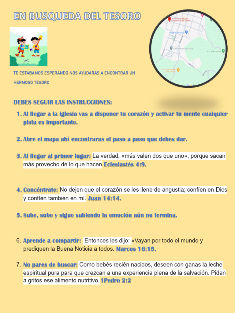 Búsqueda del Tesoro Bíblica: Instrucciones y Pistas | PDF
