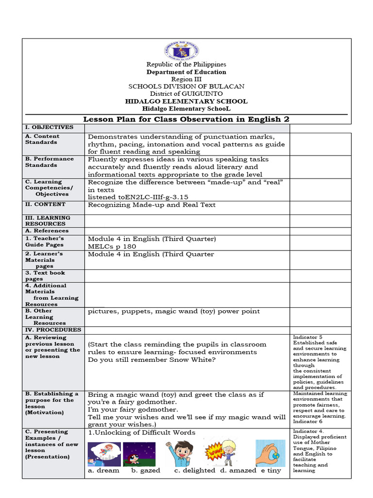 COT LP in English Quarter 3 module 4 2024 (1) | PDF | Learning ...