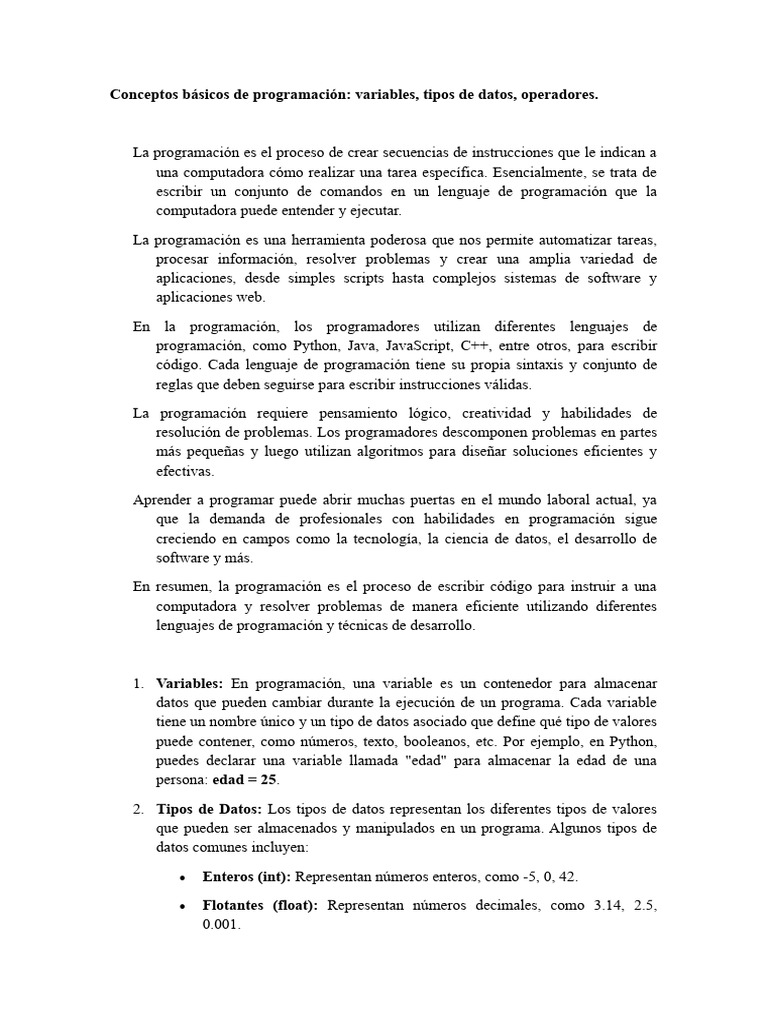 Conceptos Básicos de Programación | PDF | Lenguaje de programación ...