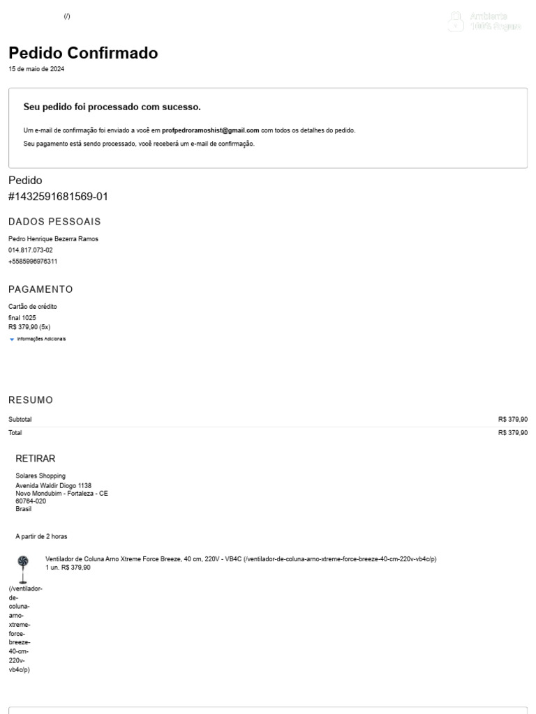 Pedido Confirmado Ibyte | PDF | Tecnologia bancária | Tecnologia financeira