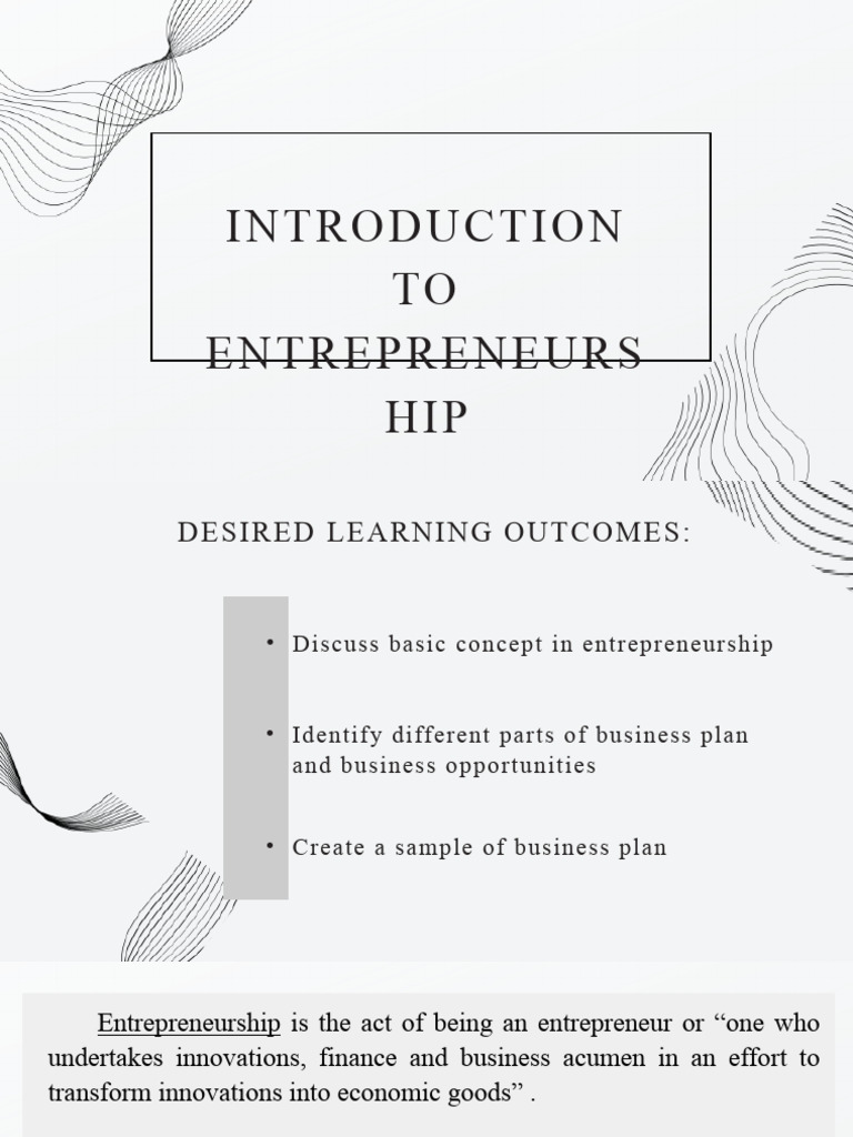 Introduction to Entrepreneurship Basics | PDF | Entrepreneurship ...