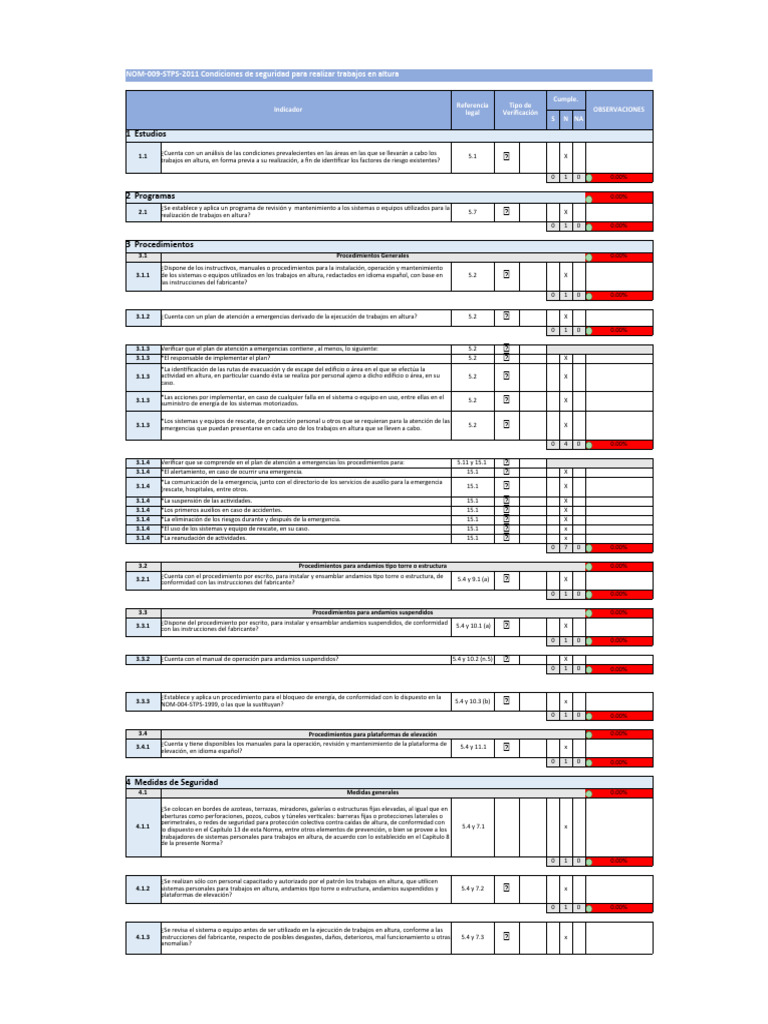 Auditoría STPS - NOM-009-STPS-2011 | PDF | Andamio | Conector eléctrico