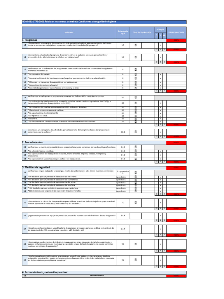 Auditoría Stps Nom 011 Stps 2001 | PDF | ruido | Decibel