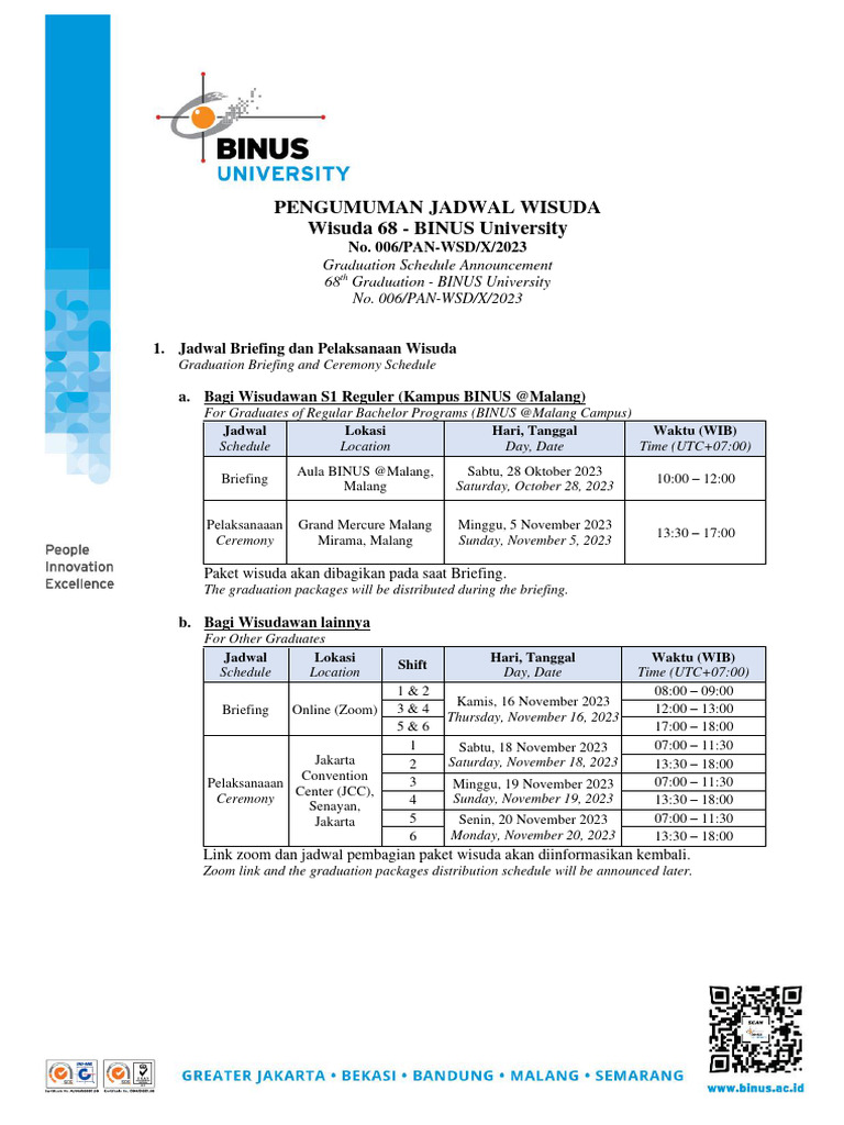 Pengumuman BINUS University | PDF | Engineering
