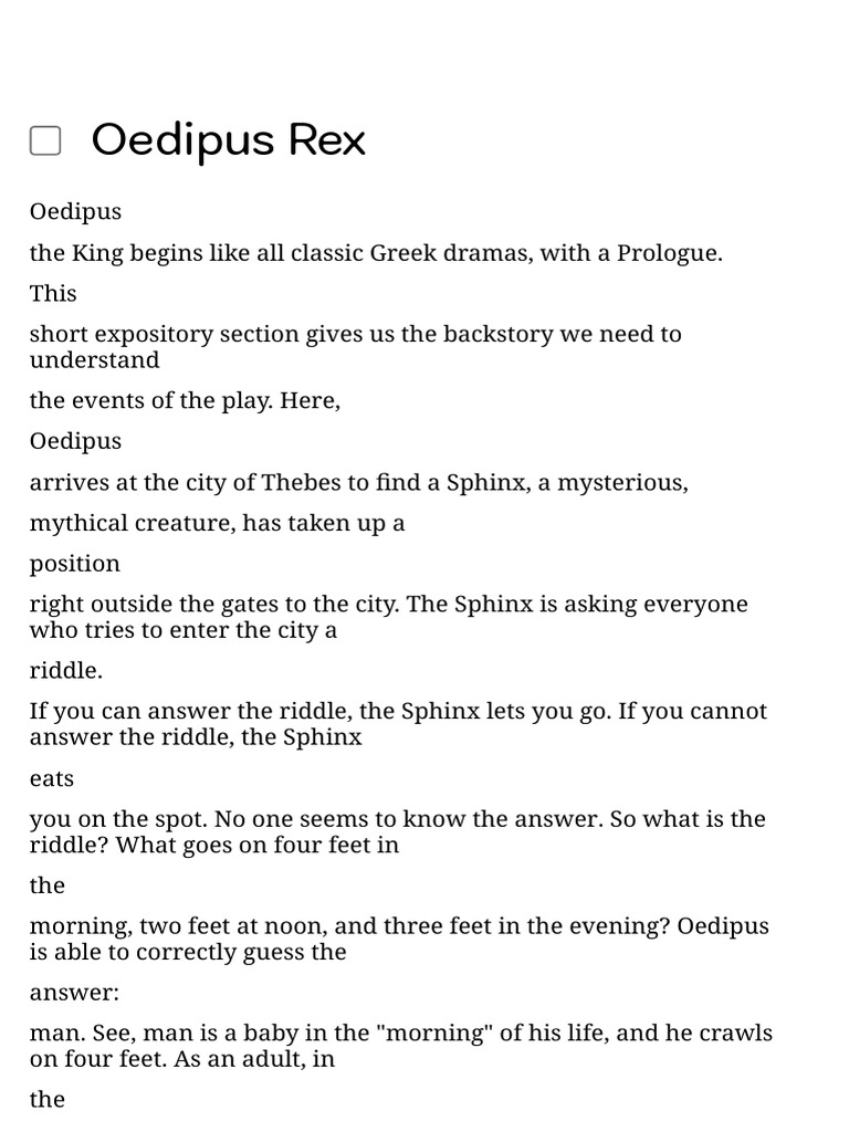 Oedipus Rex: Thebes' Plague and Riddle | PDF | Oedipus | Boeotian Mythology