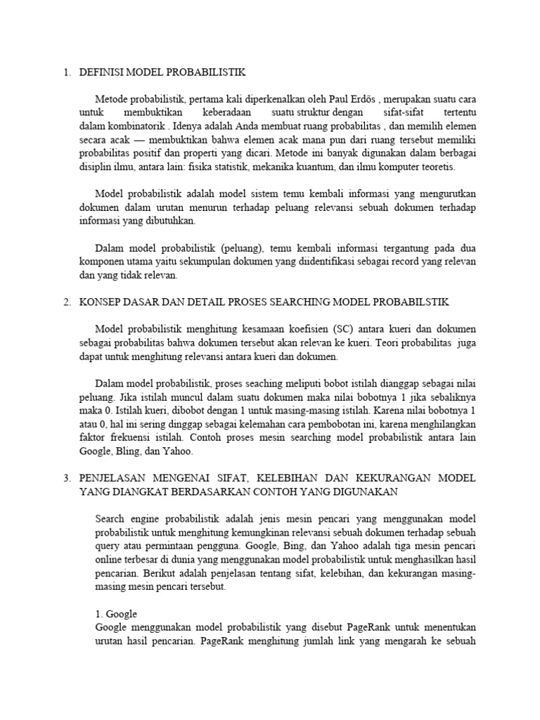 Definisi Model Probabilistik | PDF