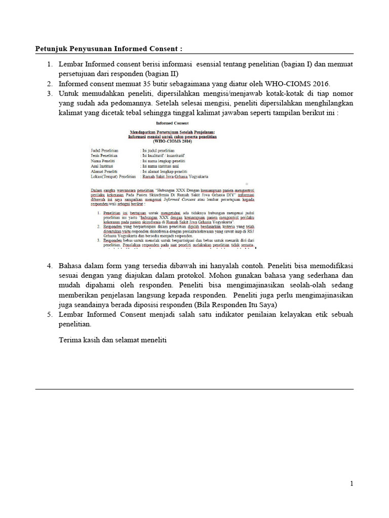 Contoh Informed Consent Dengan Subjek Non Pasien | PDF
