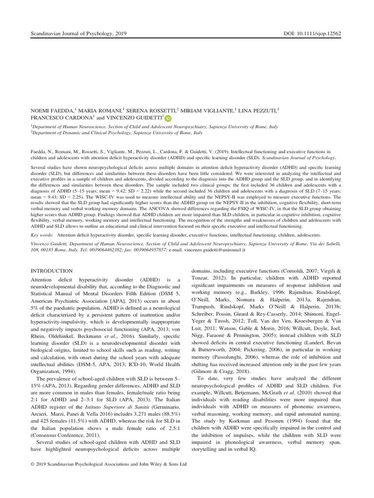 02 - Intellectual Functioning and Executive Functions in Children With ...