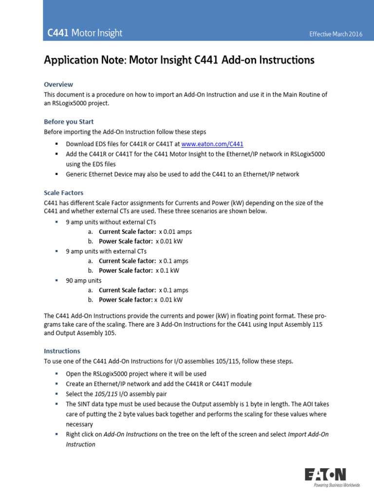 c441 Add on Instructions for Motor Insight Pct 1663922 | PDF | Input ...