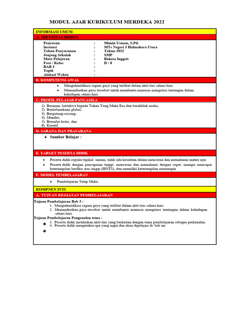 Contoh Modul Ajar IPAS SMP | PDF