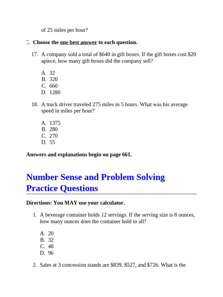 GED - Number Sense | PDF