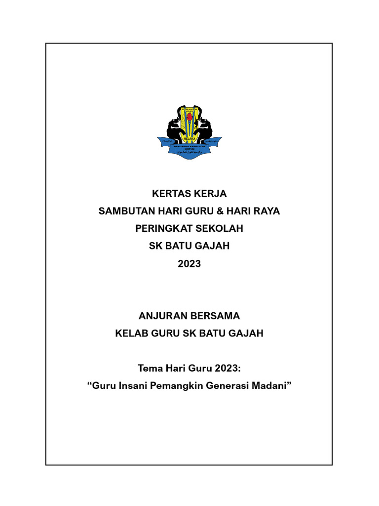 Kertas Kerja Hari Guru SKBG 2023 | PDF